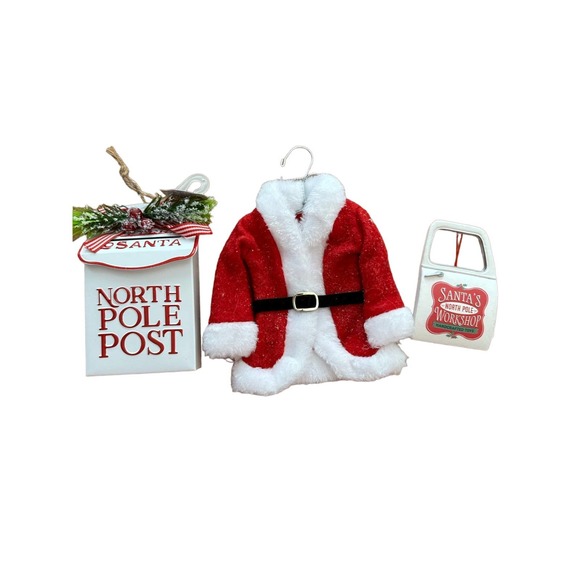 Holiday | Santa 3 Piece Set With Santa Suit Mailbox For Santa Santa ...